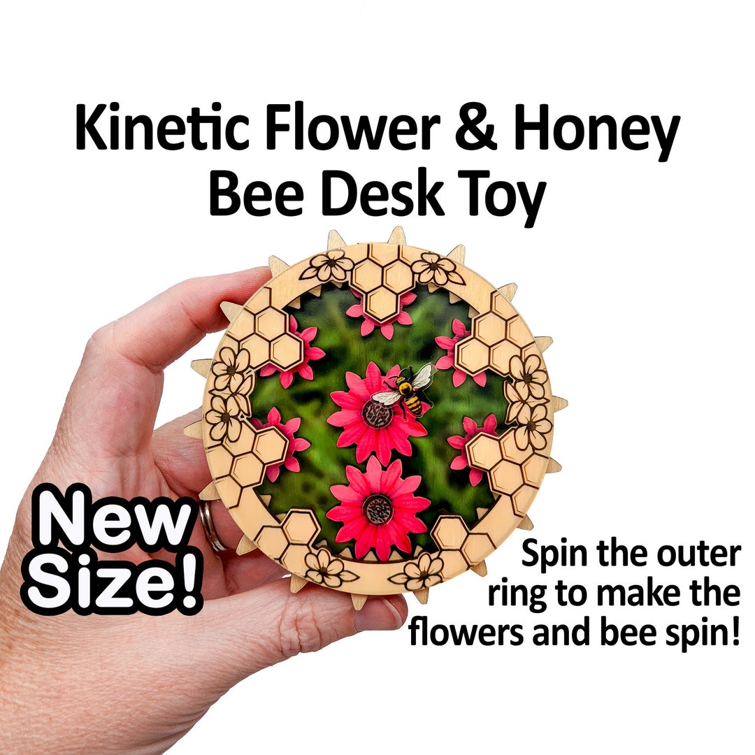 Medium Kinetic Honey Bee & Pink Flowers Fidget Desk Toy / Beekeeper ...