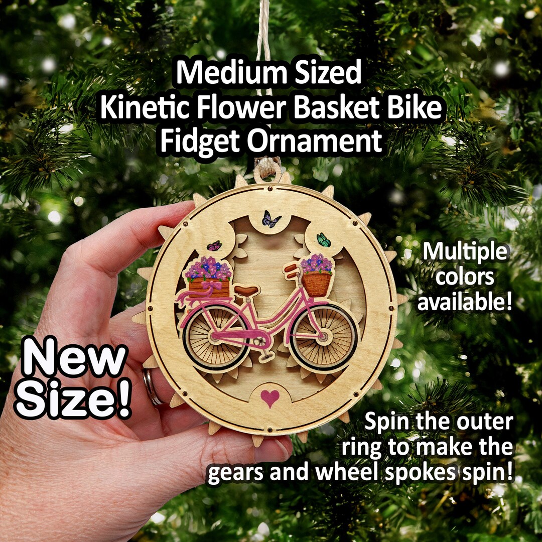 Medium Kinetic Flower Basket Bicycle Fidget Ornament Kinetic Christmas ...