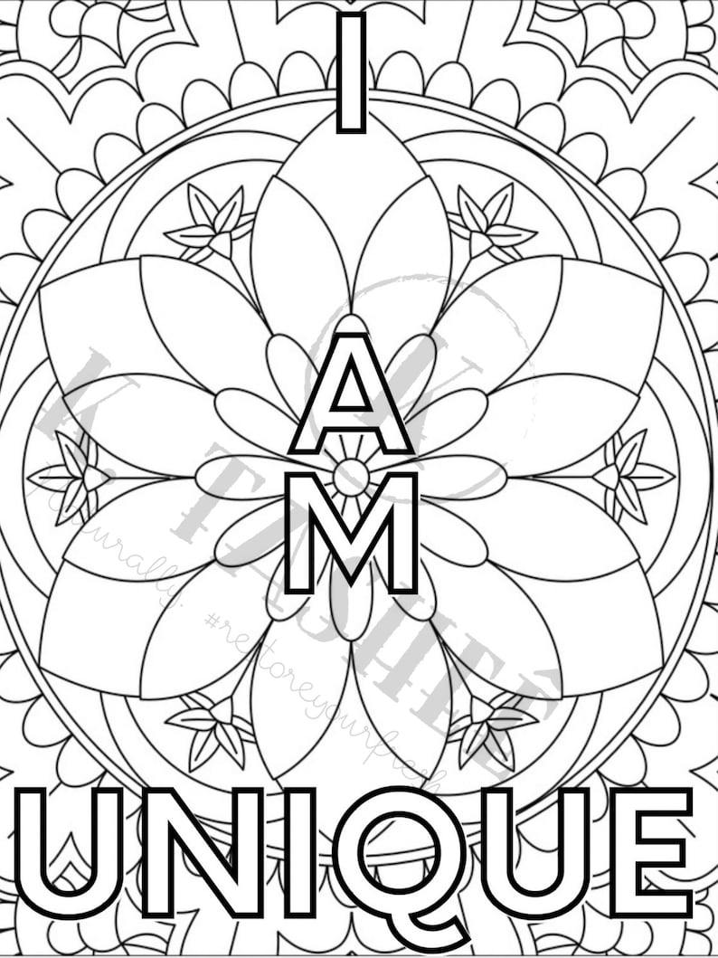 Self Care Adult Coloring Pages Self Love Affirmations Etsy