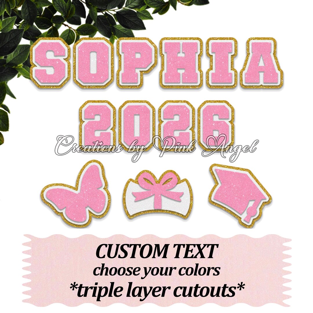 Triple Layer Graduation Lei Letter Cutouts, Class of 2026 Personalized ...