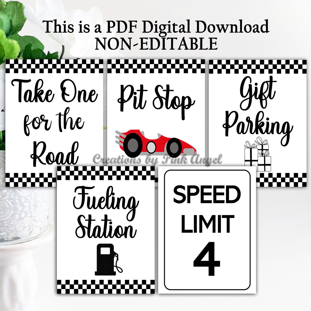 Speed Limit 4 Race Car Party, Fueling Station, Pit Stop PDF DIGITAL ...