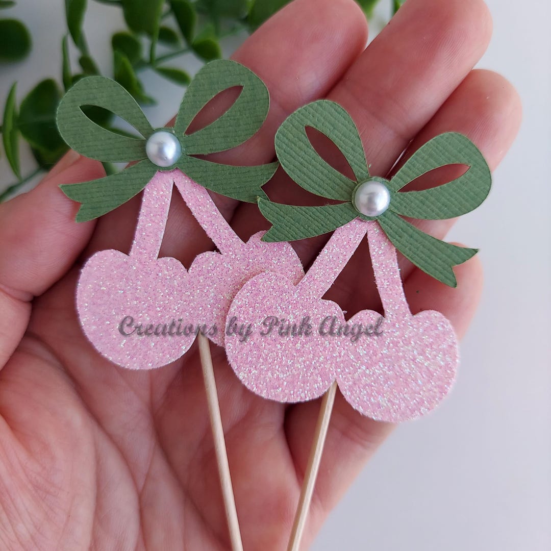 Pink Cherry Cupcake Toppers for She's the Cherry on Top Cake Topper for ...