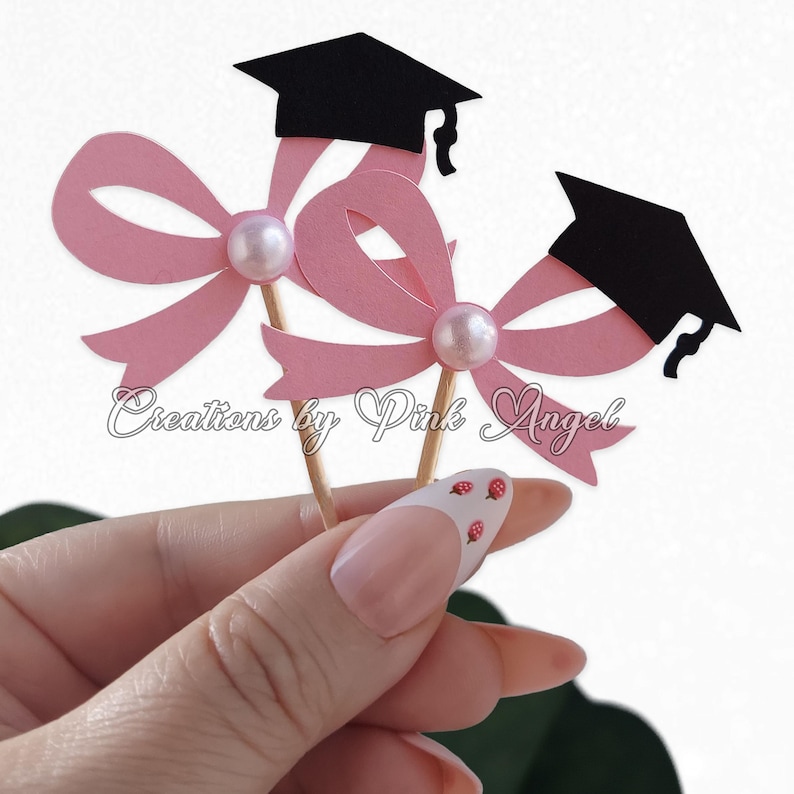 10PCS Coquette Bow Graduation Cupcake Toppers, Class of 2026 Party ...