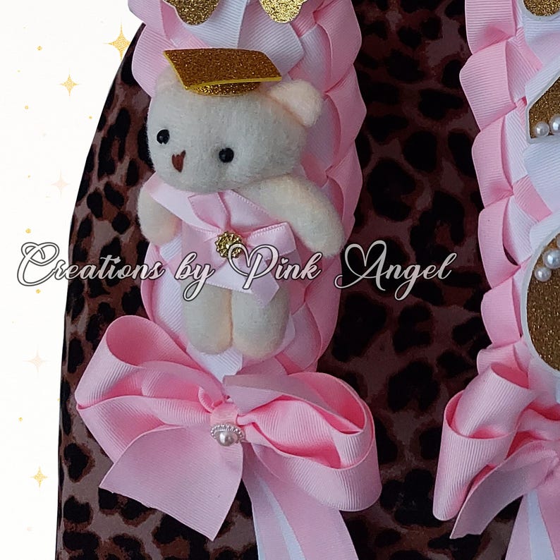 Grosgrain Graduation Lei, Coquette Double Braided Ribbon Lei With Bear ...