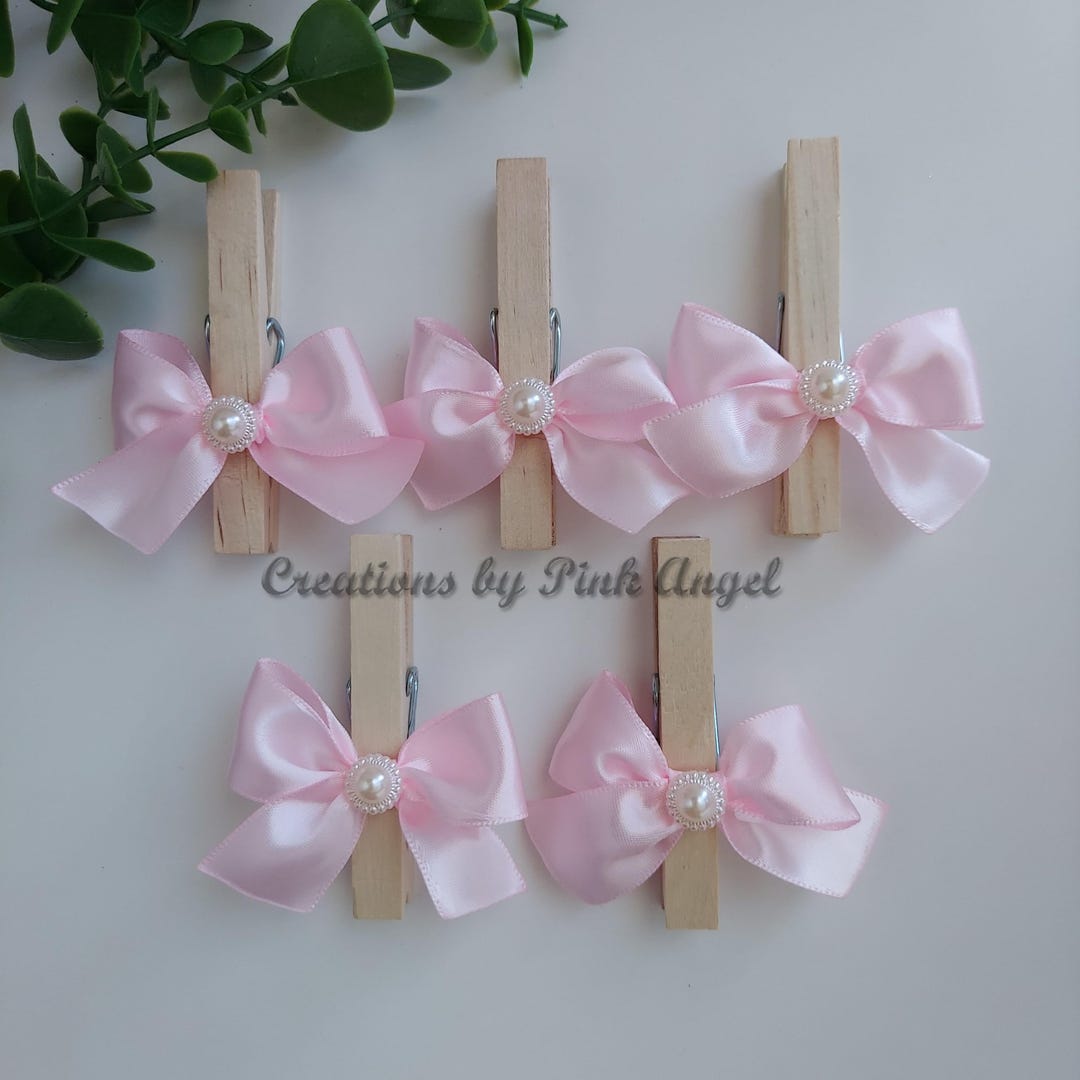 Bow Clothespins for Baby Shower Party Decorations, SET of 5, Choose ...