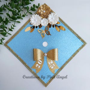 Graduation Cap Topper With Bow for Class of 2025 Graduation, Baby Blue ...