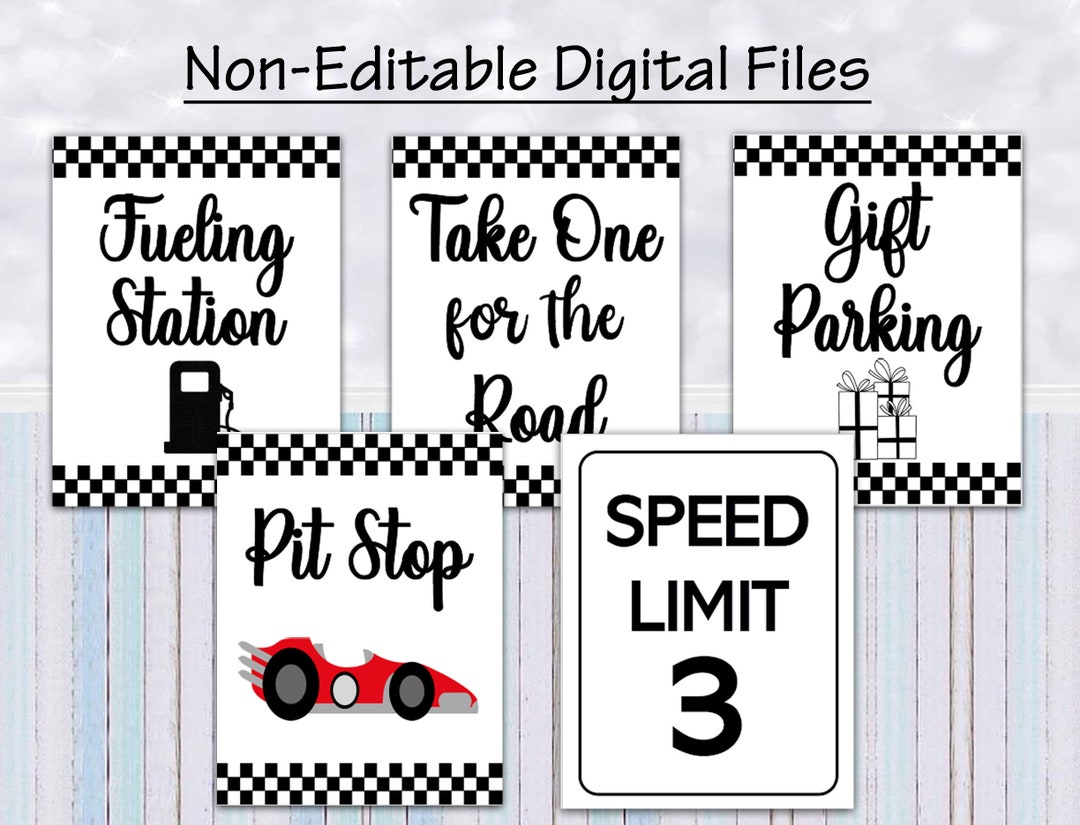 Speed Limit 3 Race Car Birthday Pit Stop Fueling Station PDF - Etsy