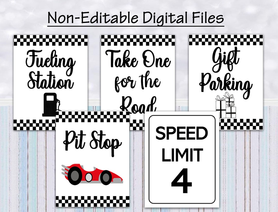 Speed Limit 4 Race Car Party, Fueling Station, Pit Stop PDF DIGITAL ...