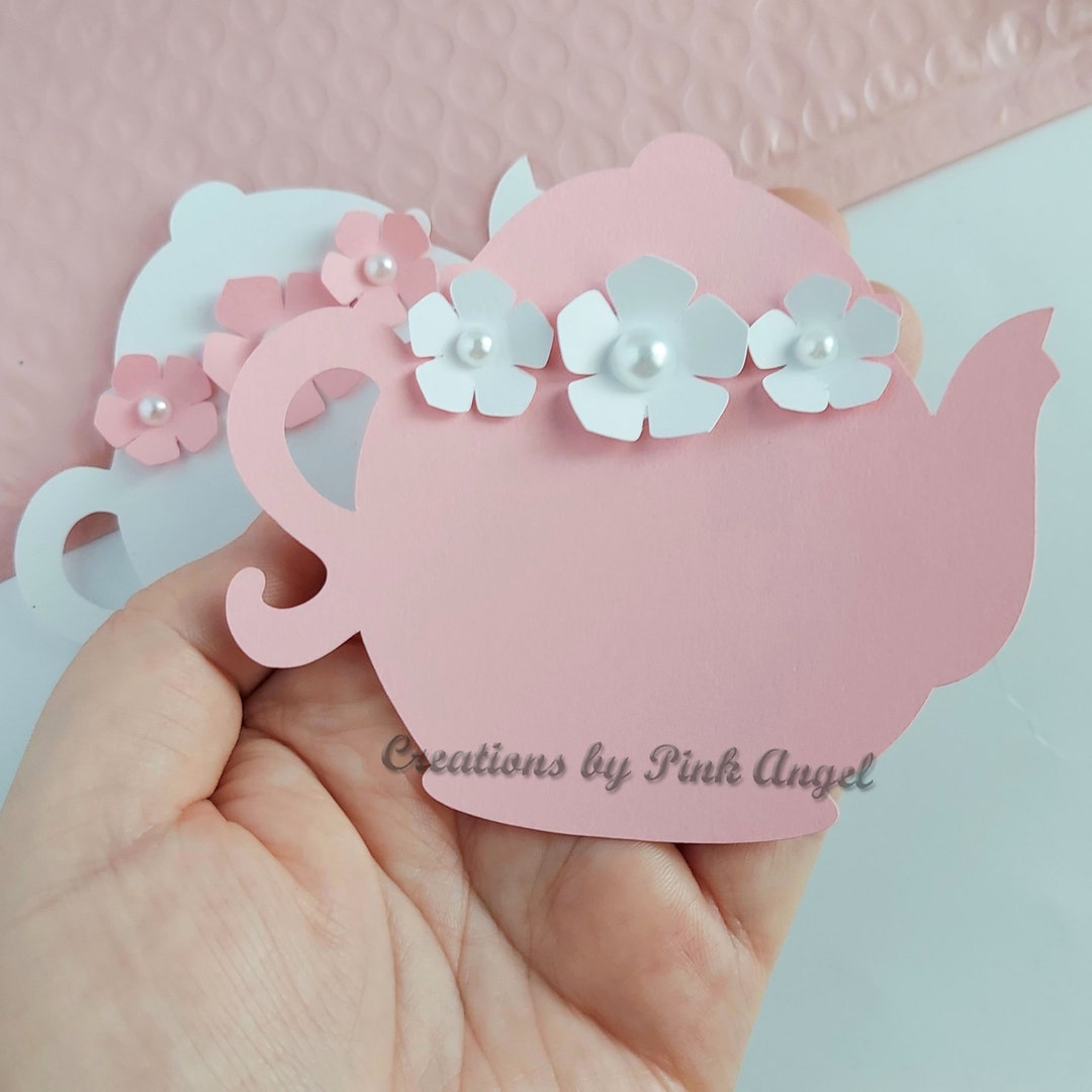 Teapot Cutouts With Flower Embellishments, Tea Time Party Die Cut ...
