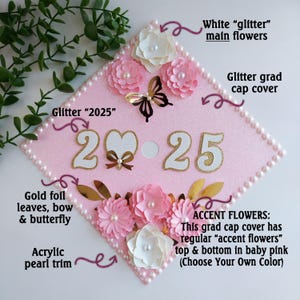 Pink Graduation Cap Topper With Butterflies and Flowers, Butterfly ...