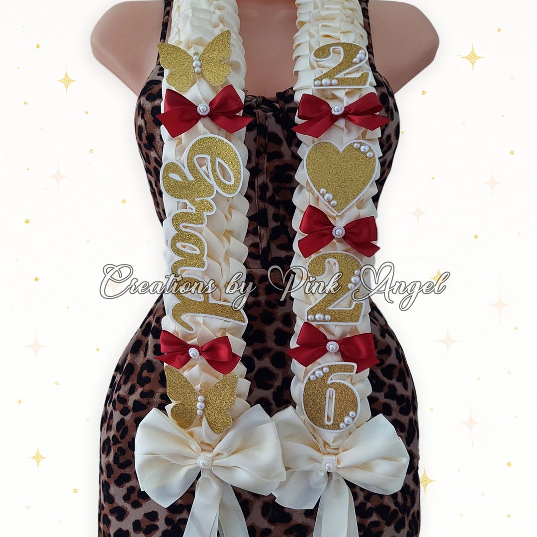 Graduation Lei With Bows, 8th Grade Middle School Promotion Lei, Open ...