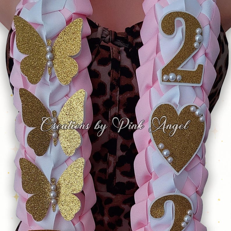 Grosgrain Graduation Lei, Coquette Double Braided Ribbon Lei With Bear ...