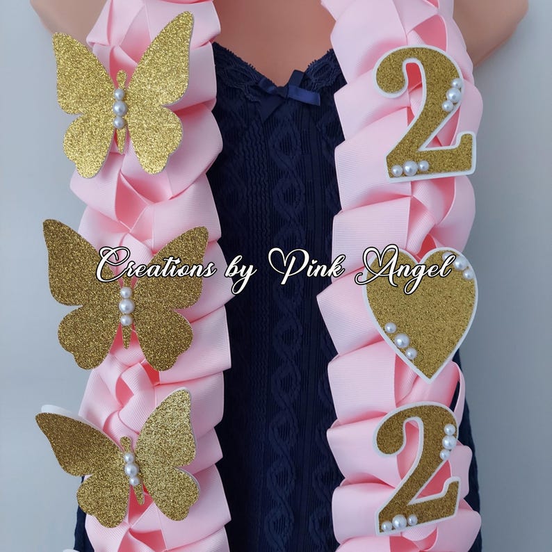 2026 Pearl Graduation Lei, Coquette Grosgrain Ribbon Lei With ...