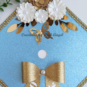 Graduation Cap Topper With Bow for Class of 2025 Graduation, Baby Blue ...