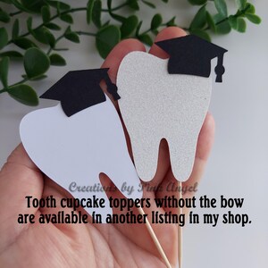 Tooth Cupcake Toppers With Graduation Cap and Bow for Dental School ...