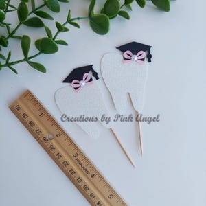 Tooth Cupcake Toppers With Graduation Cap and Bow for Dental School ...