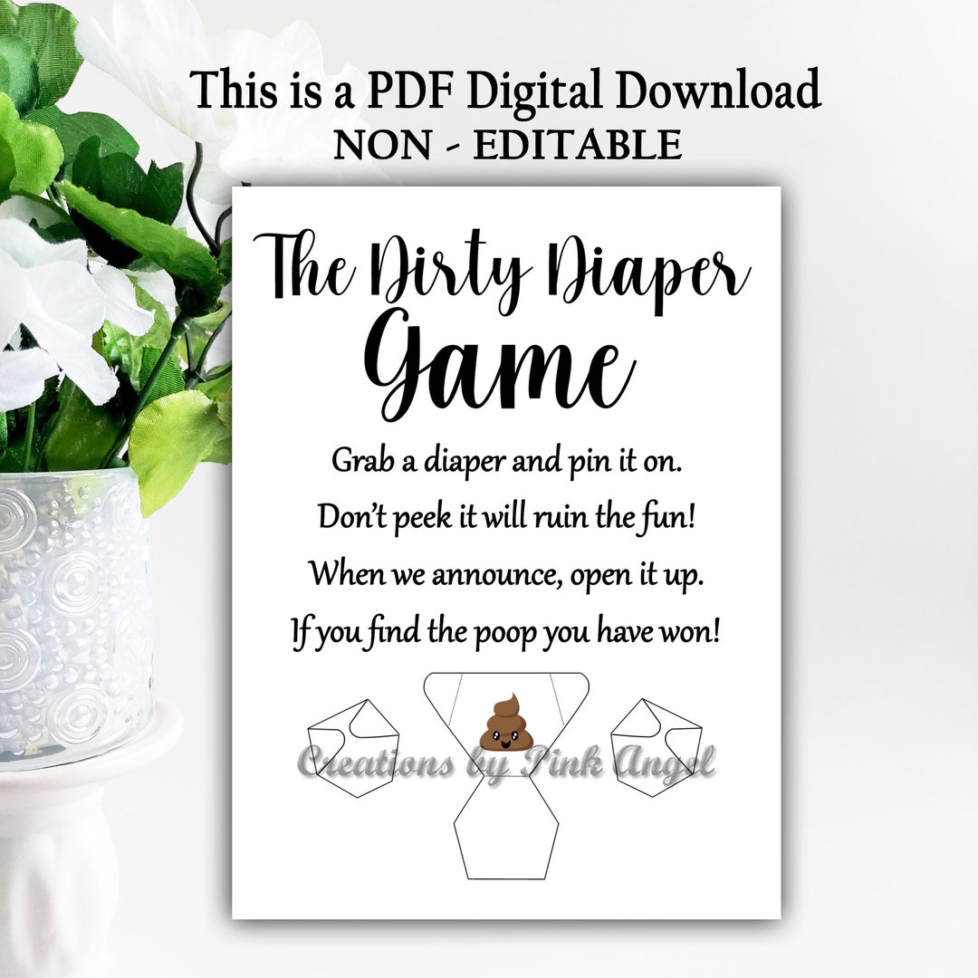 Dirty Diaper Game Instructions PDF DIGITAL DOWNLOAD, Baby Shower Dirty ...
