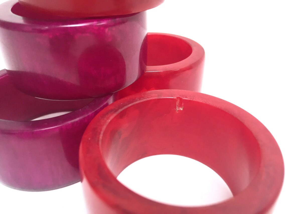 Red and Purple Acrylic Napkin Rings, Set of 5 Marbled Napkin Rings ...