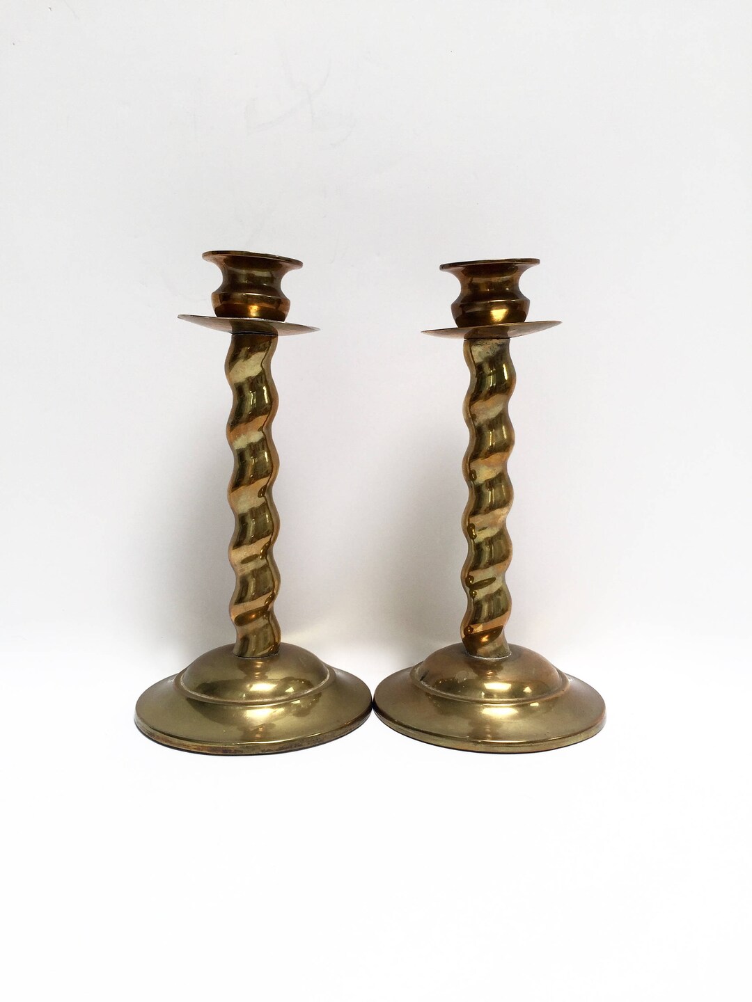 Brass Twisted Candle Holders, a Pair | Vintage Taper Candlestick ...