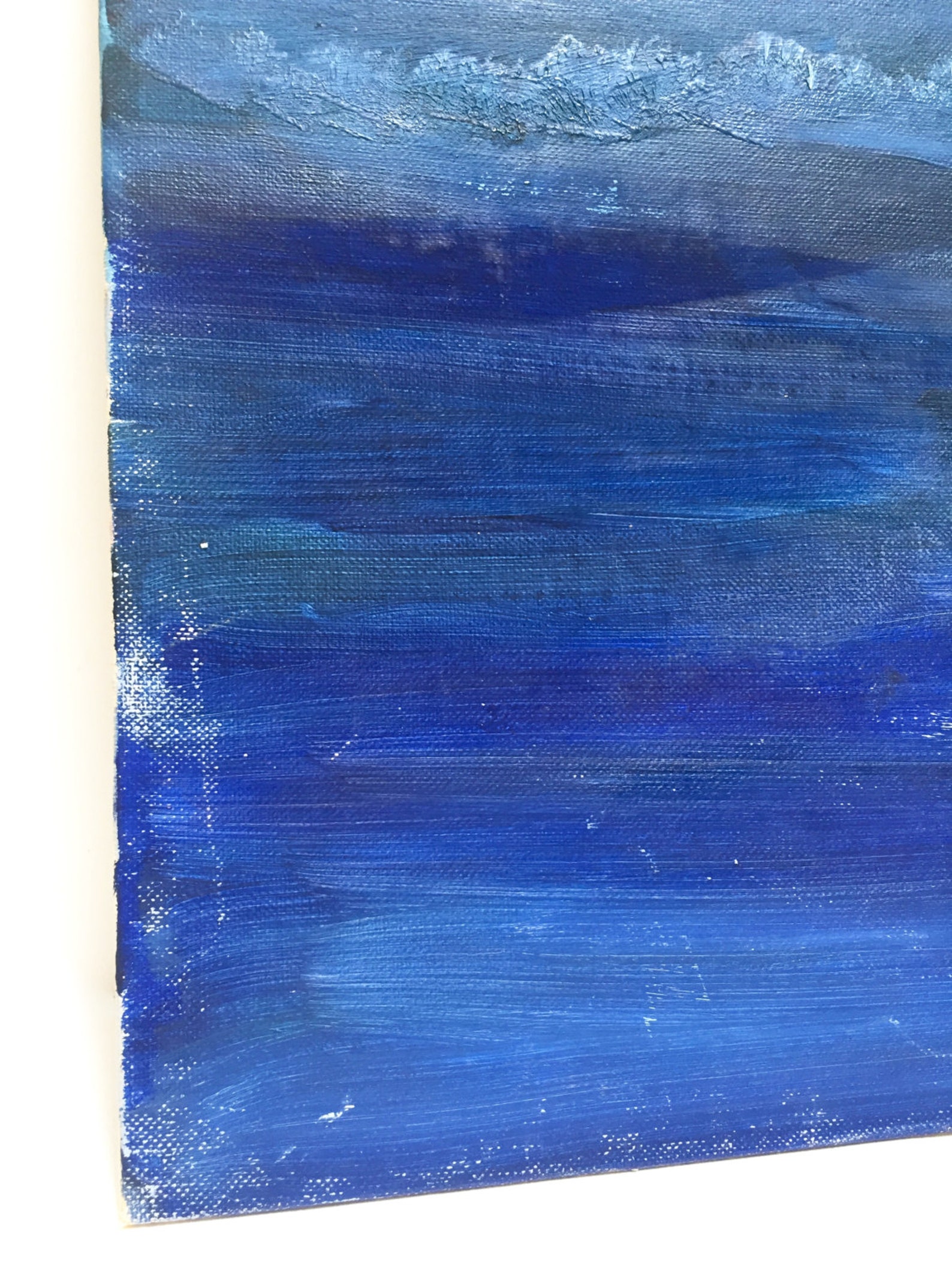 Original Blue Painting on Canvas Board | Vintage Acrylic Painting ...