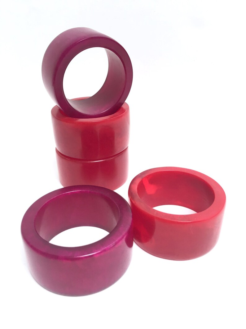 Red and Purple Acrylic Napkin Rings, Set of 5 | Marbled Napkin Rings ...