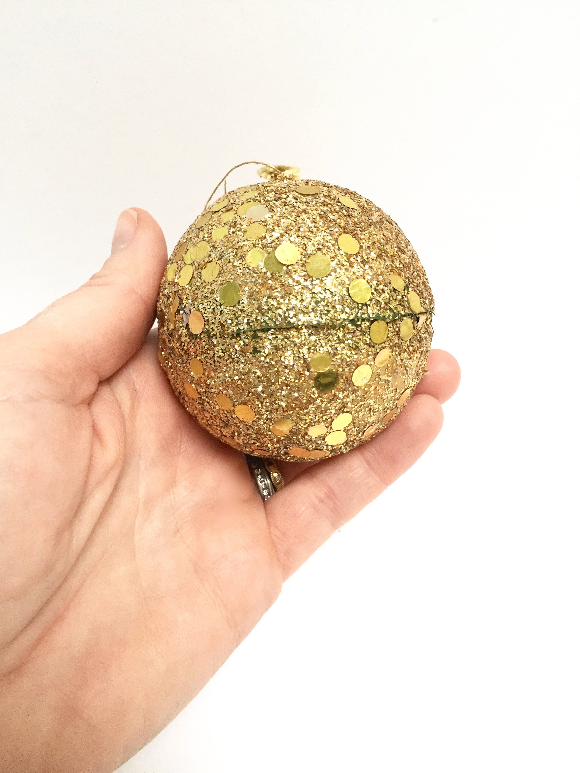 Gold Glitter Ball Ornaments Set of 8 Spangle Decoratel - Etsy