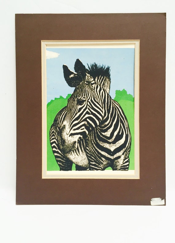 Zebra Art Screen Print Children's Decor Colorful Art | Etsy