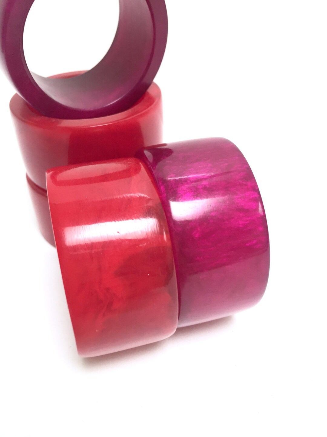 Red and Purple Acrylic Napkin Rings, Set of 5 | Marbled Napkin Rings ...
