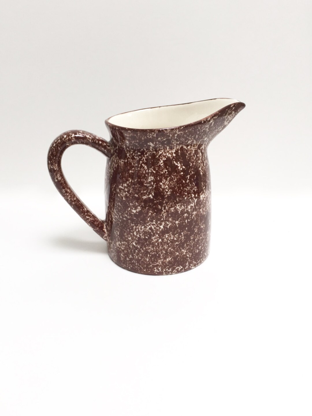 Vintage Brown Spongeware Pitcher by Los Angeles Potteries | Retro Water ...