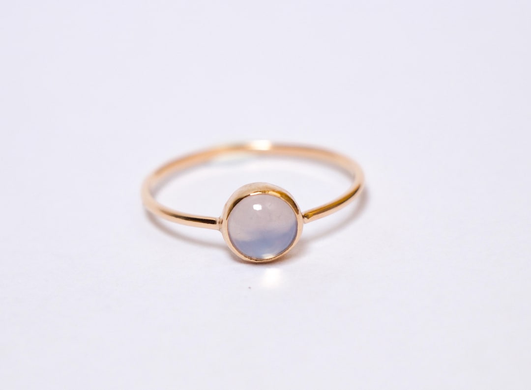Lavender Moon Quartz Ring // 4mm Round Stone // Sterling Silver Plated ...