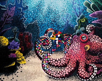 Fine Art Print of Pointillism Illustration: Whale Shark Profile by ...