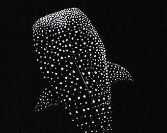 Fine Art Print of Pointillism Illustration: Whale Shark Profile by ...