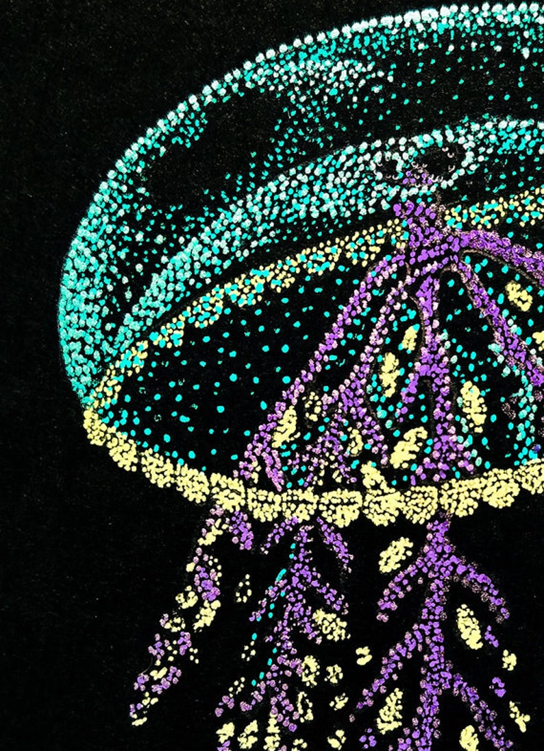 Fine Art Print of Pointillism Illustration: Deep Sea Jellyfish by ...