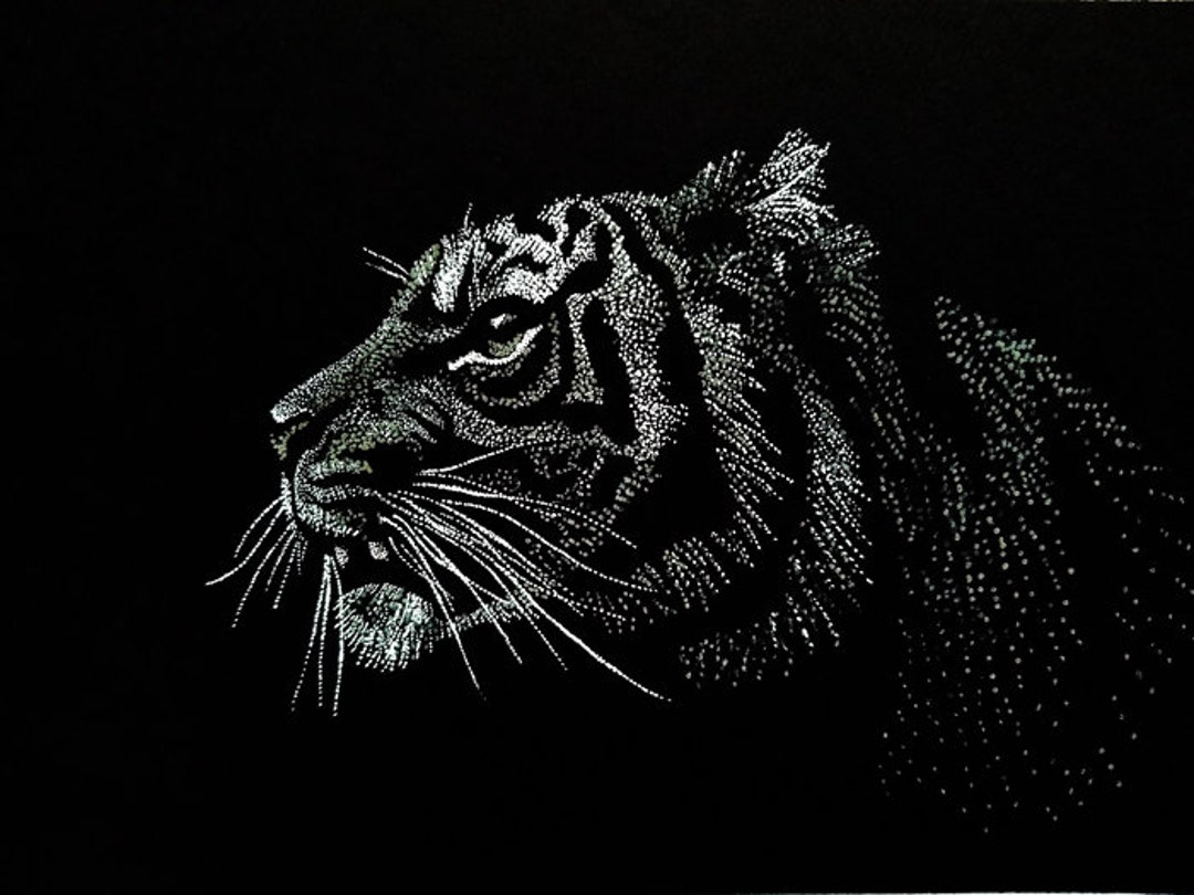 Fine Art Print of Pointillism Illustration: Tiger by Christie A ...