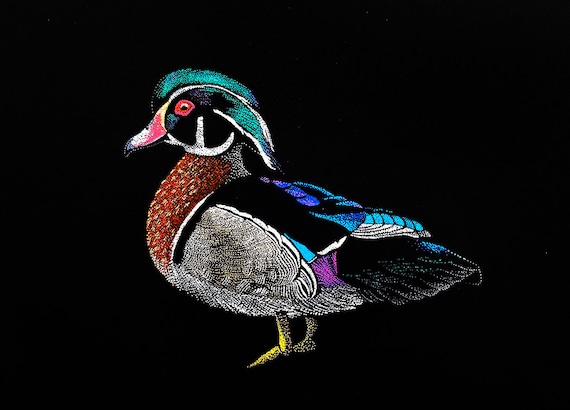 Fine Art Print of Pointillism Illustration: Wood Duck by - Etsy
