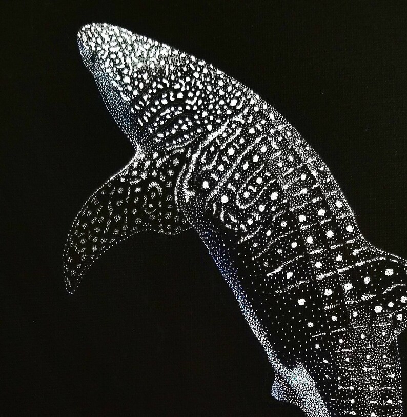 Fine Art Print of Pointillism Illustration: Whale Shark Profile by ...