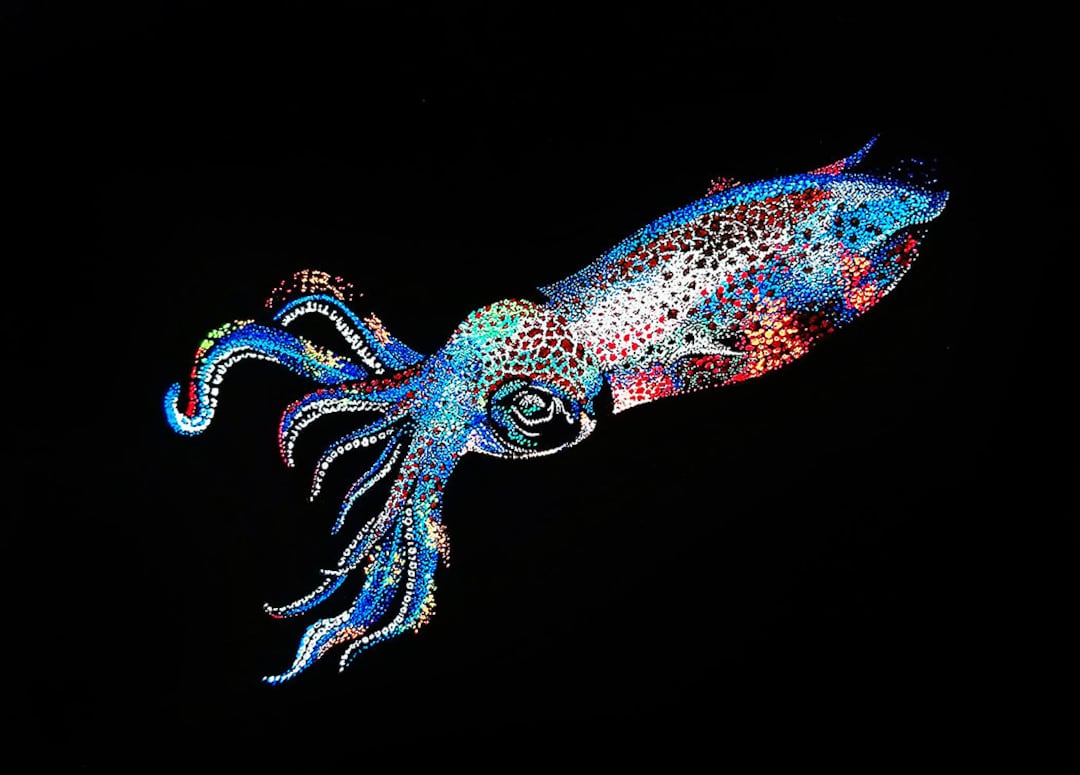 Fine Art Print of Pointillism Illustration: Reef Squid by - Etsy