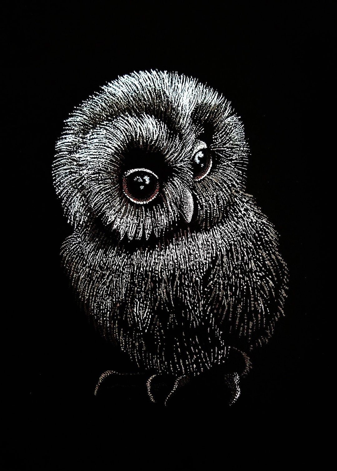 Fine Art Print of Pointillism Illustration: Baby Owl by Christie A ...