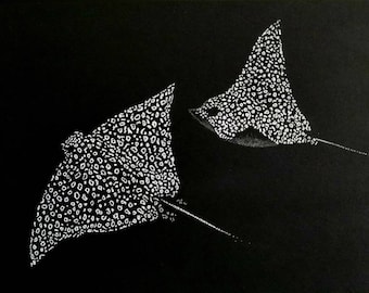 Fine Art Print of Pointillism Illustration: Whale Shark Profile by ...