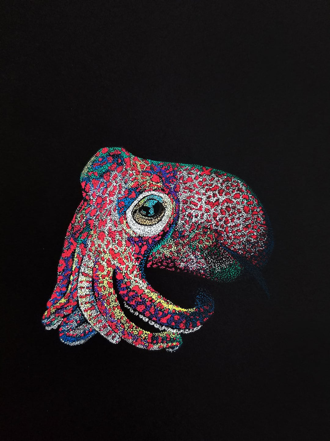 Fine Art Print of Pointillism Illustration: Bobtail Squid by Christie A ...