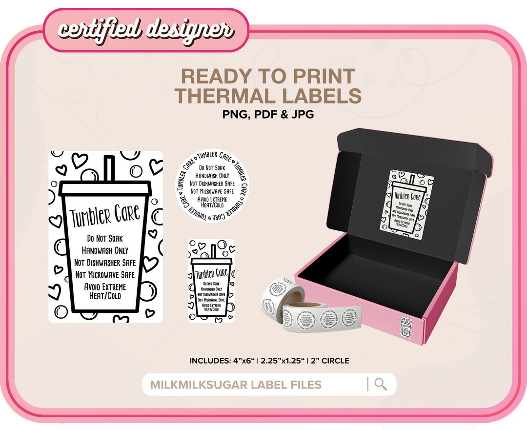 TUMBLER CARE Thermal Printer Labels for Rollo, Munbyn or Epson, Box ...