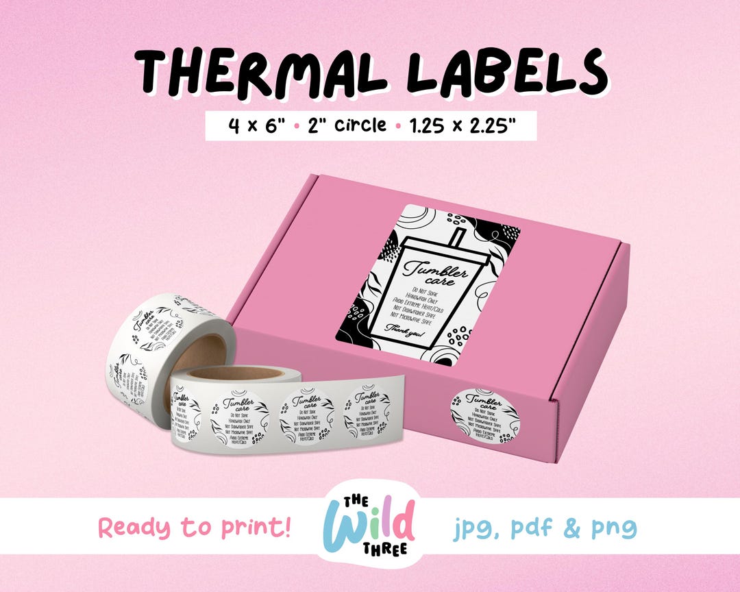 TUMBLER CARE Thermal Printer Labels for Rollo, Munbyn or Epson, Box ...
