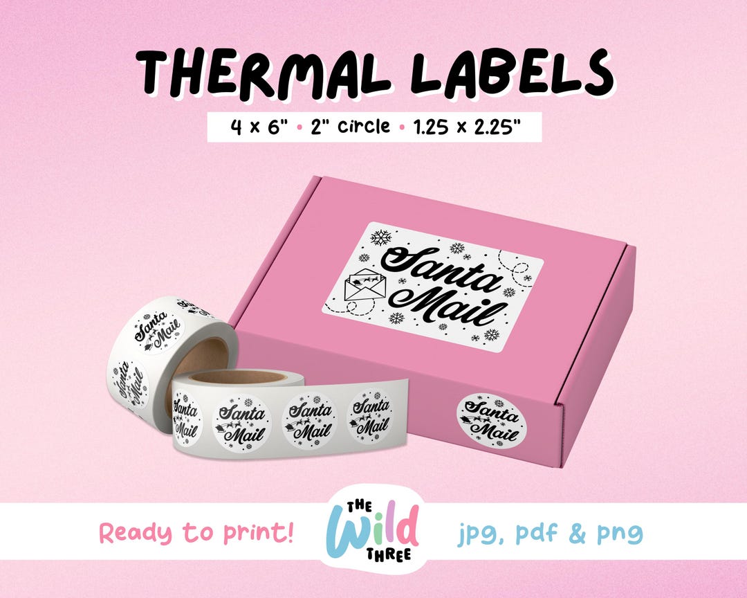 SANTA MAIL Thermal Printer Labels for Rollo, Munbyn or Epson, Box ...