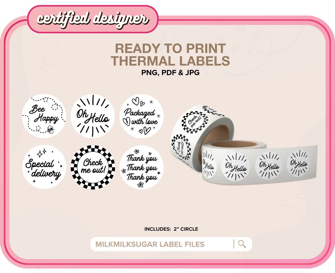 CIRCLE SET Thermal Printer Labels for Rollo, Munbyn or Epson, Box Labels, Rollo Labels, Thermal ...