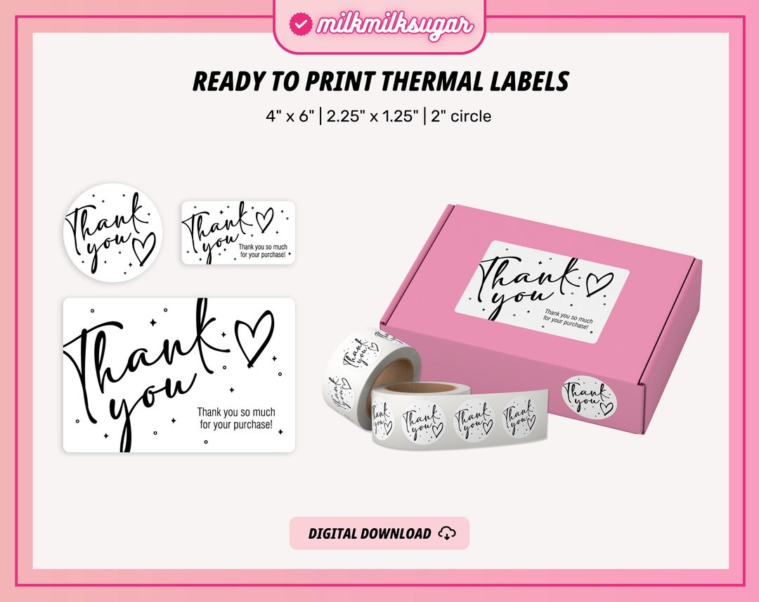 THANK YOU Thermal Printer Labels for Rollo, Munbyn or Epson, Box Labels ...