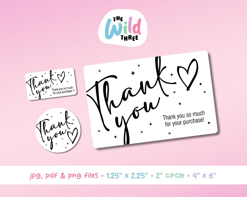 THANK YOU Thermal Printer Labels for Rollo, Munbyn or Epson, Box Labels ...