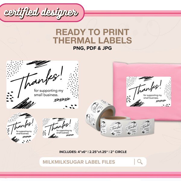 THANK YOU Thermal Printer Labels for Rollo, Munbyn or Epson, Box Labels ...