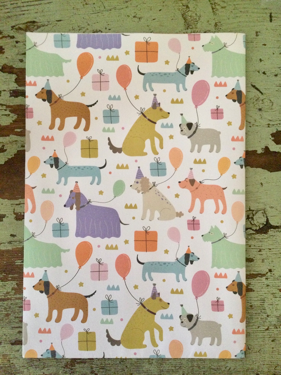 Birthday Dog Gift Wrapping Paper. Dogs Folded Gift Paper. Dog Gift Wrap ...