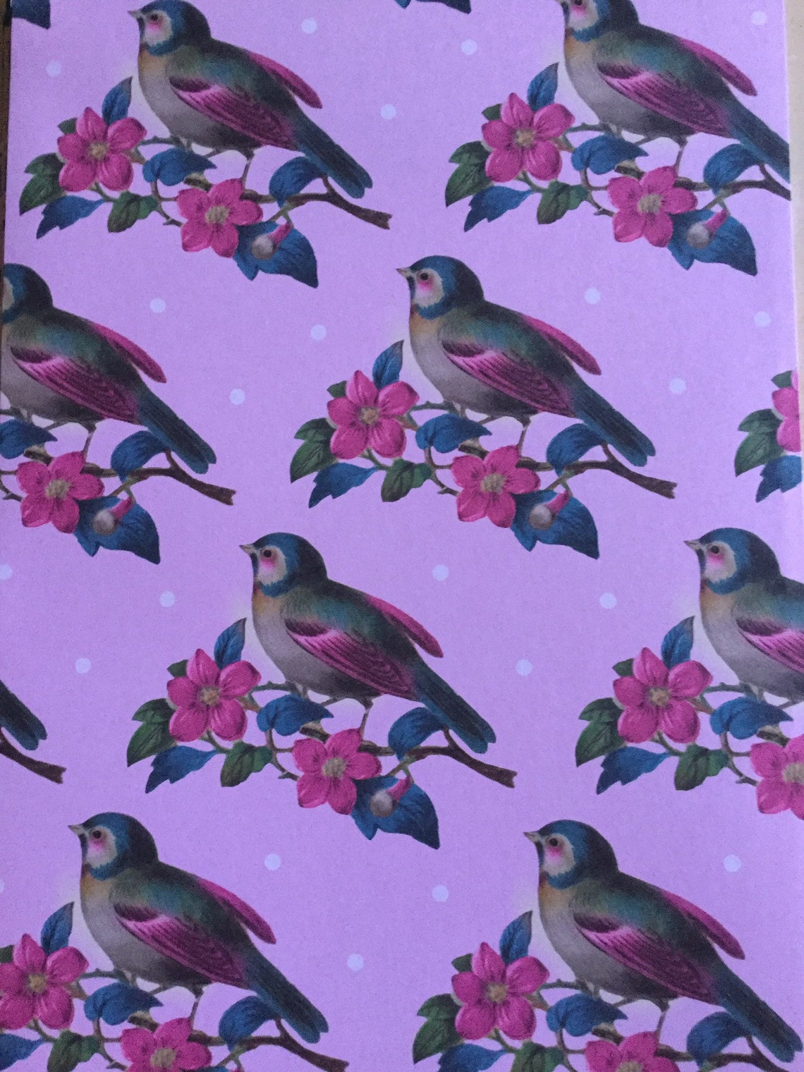 Vintage Style Bird Gift Wrapping Paper. Bluebird Cherry Blossom Gift ...
