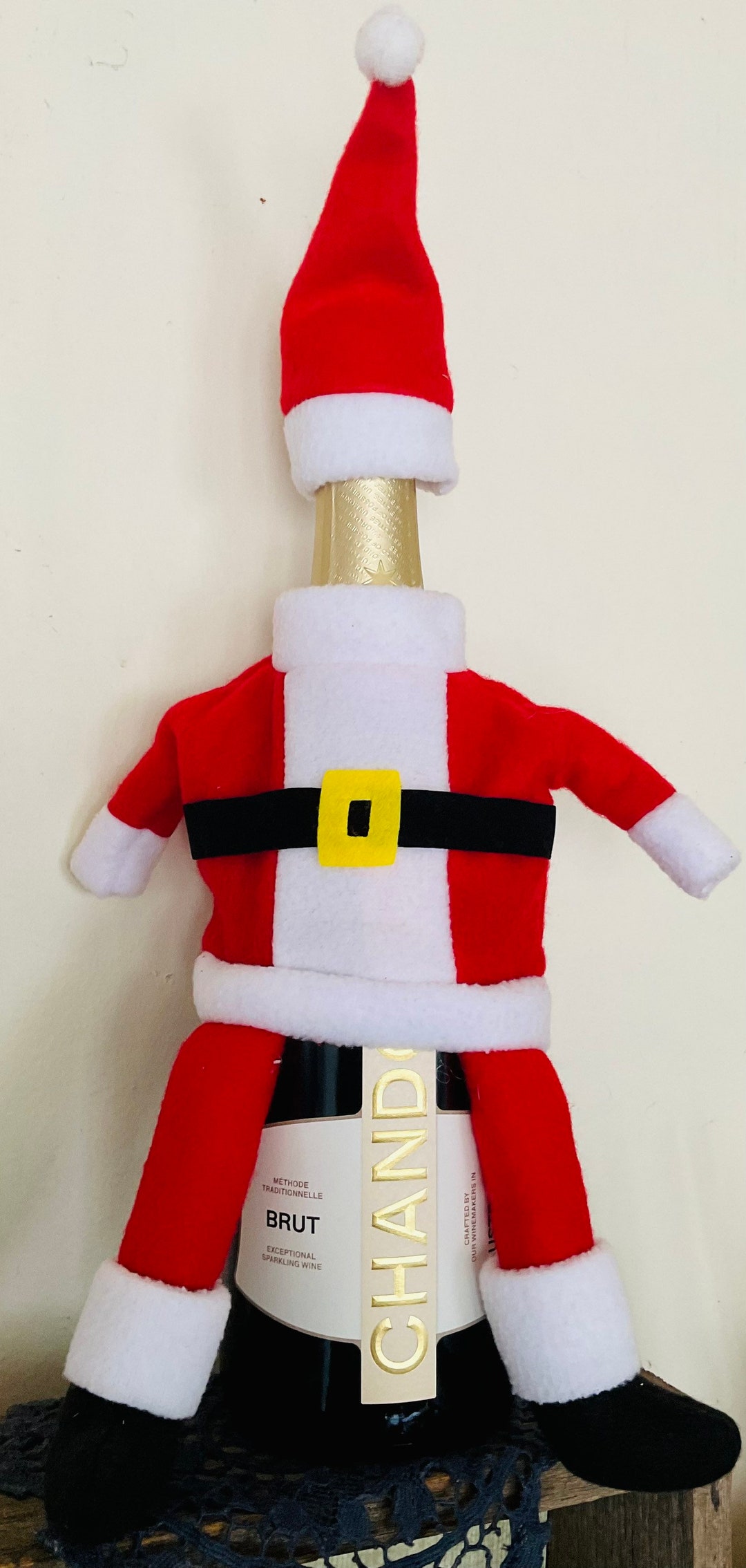 Santa Clause & Christmas Elf Wine Bottle Covers Wine Gift Bag Bottle ...